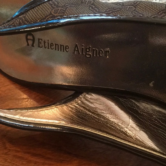 Etienne Aigner | Shoes | Etienne Aigner Signature Brown Open Toe Slings ...